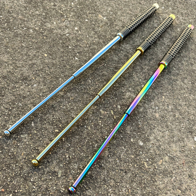 Cyclone Self Defense Expandable Baton w/ Rubber Handle | BLADE ADDICT