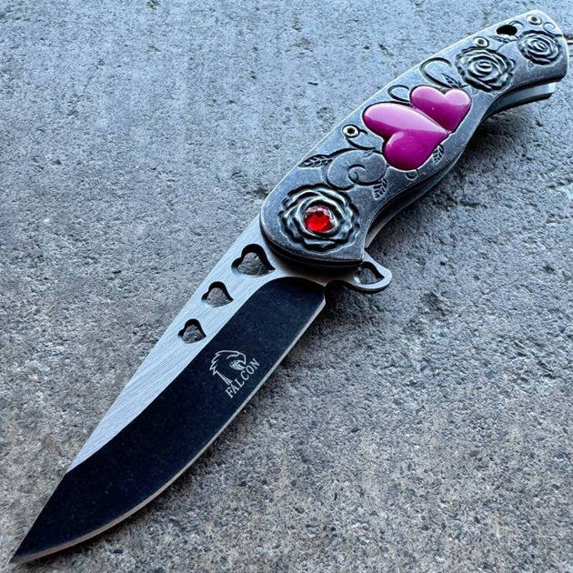 7" Heart Love Spring Assisted Pocket Knife | BLADE ADDICT