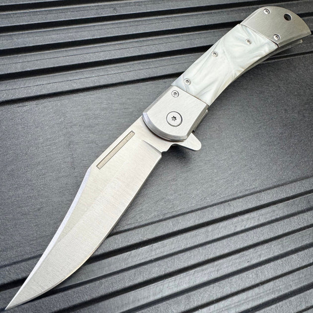 8" Classic Gentleman's Spring Assisted Folding Open Pocket Knife - Whi ...