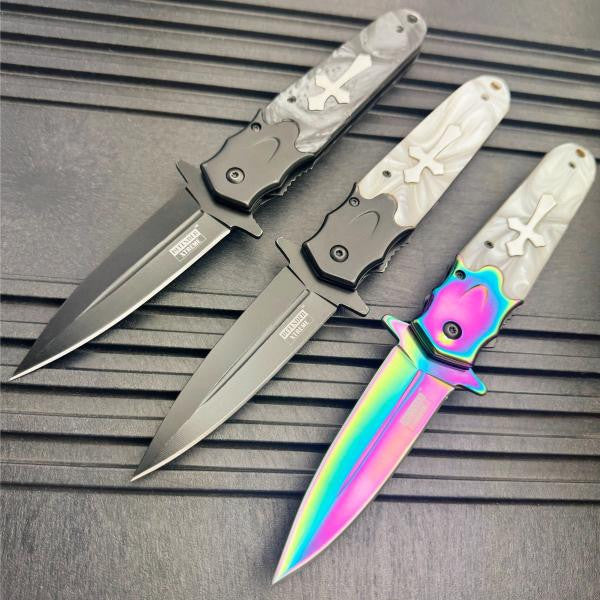8.5" Cross Spring Assisted Open Blade Pocket Knife | BLADE ADDICT
