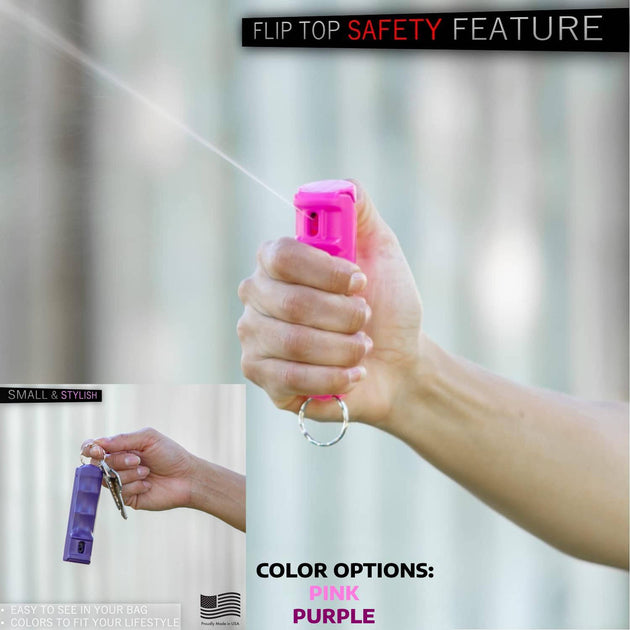 Keychain Pepper Spray Flip Top Safety | BLADE ADDICT