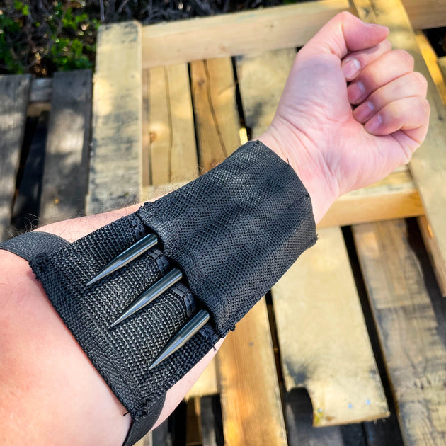 Tactical 6" 3pc Black Steel SPIKE Quill Throwing Knife Set w/ Wrist St ...