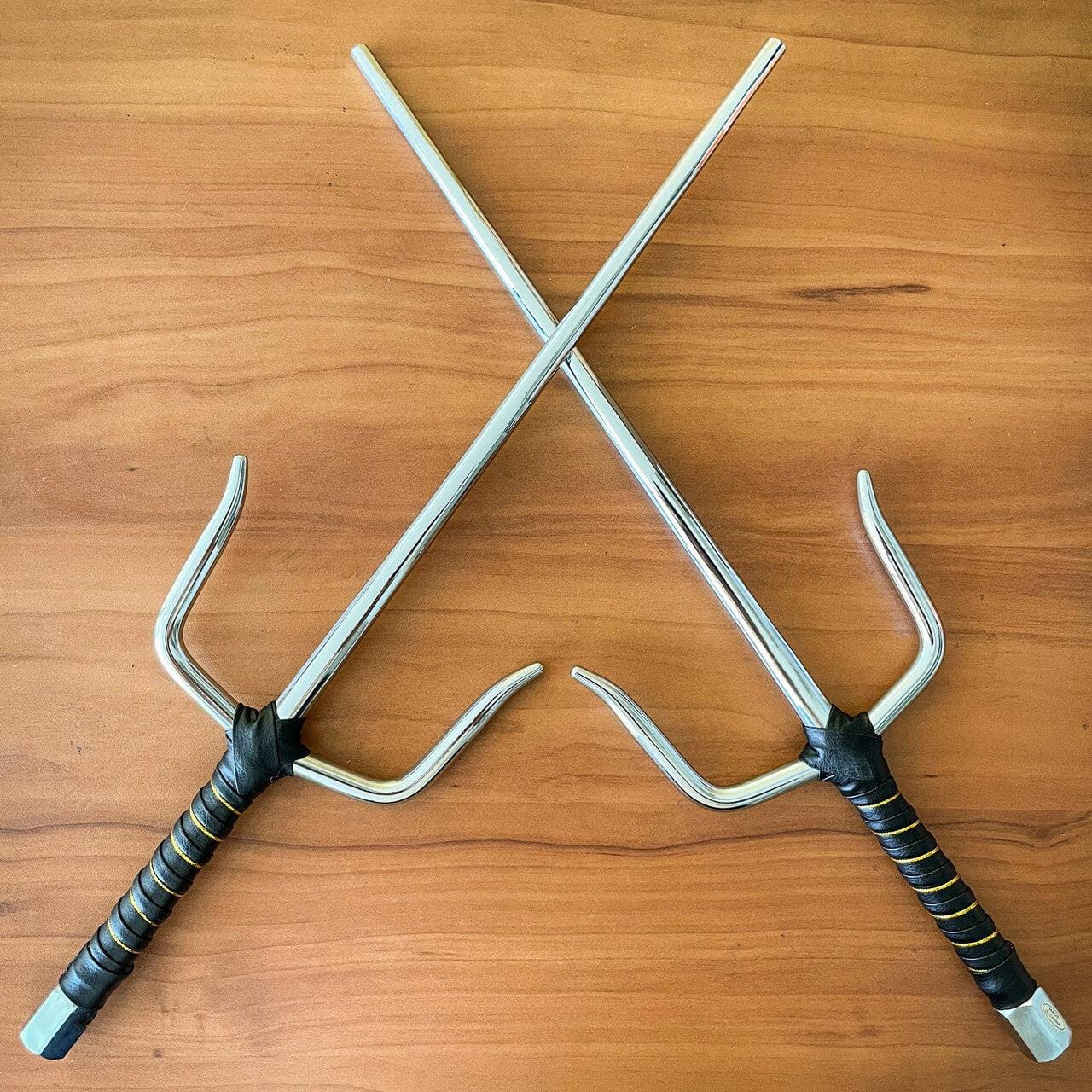 2PCS 19" Japanese Oni Ninja Metal Martial Arts Octagon Sai Set | BLADE ...