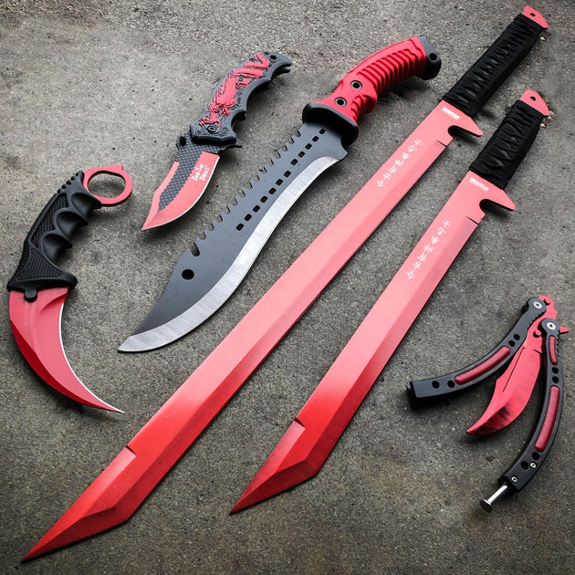 6 PC Red Slayer Tactical Set | BLADE ADDICT