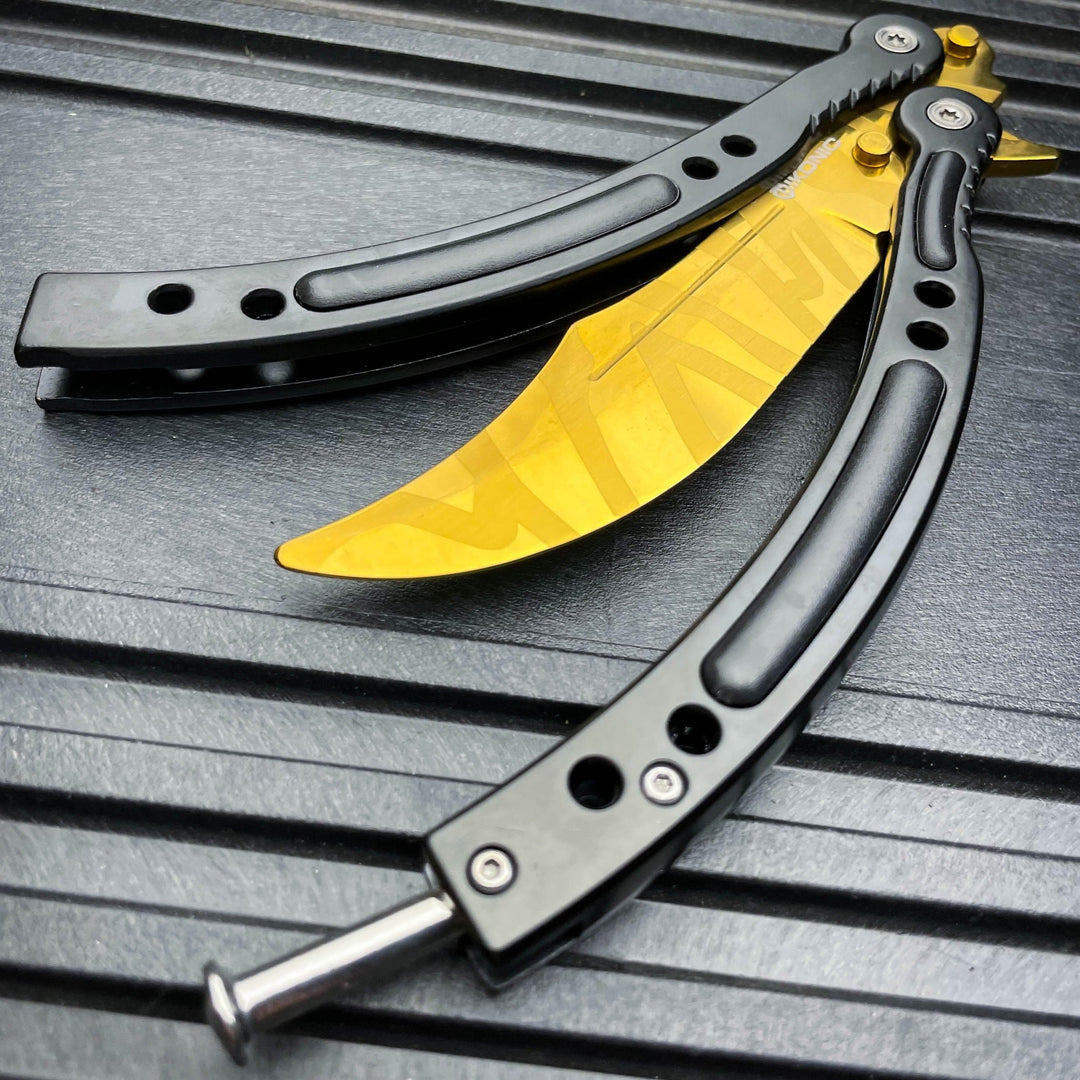 CSGO Butterfly Balisong Trainer - Gold Slaughter | BLADE ADDICT
