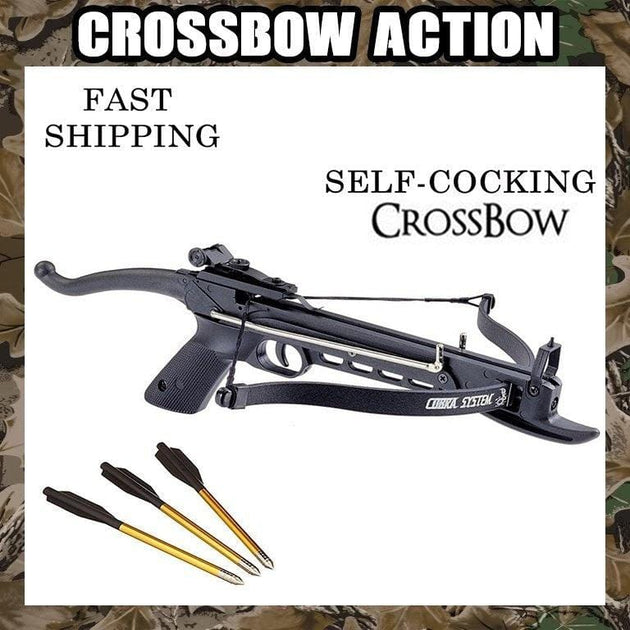 Hunting Tactical Self-Cocking COBRA Pistol Crossbow w/ Arrows 80LB ...