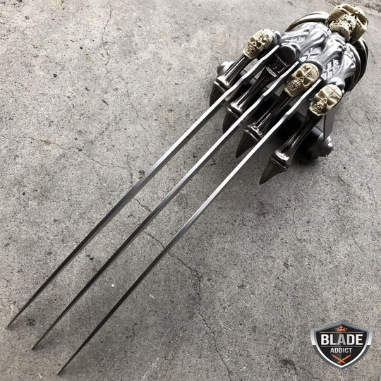 17" Wolverine Claw & Skull Skeleton Knife Dagger w/ Handle Fixed Blade ...