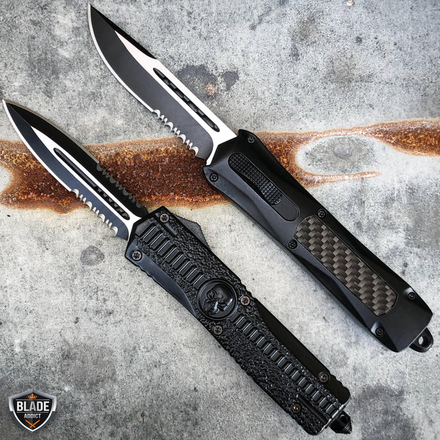 Dual Action Carbon Fiber Reaper Punisher Skull OTF | BLADE ADDICT