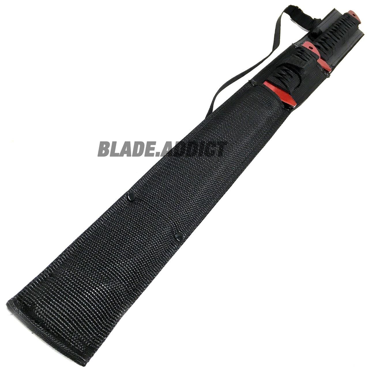 27" & 18" NINJA RED SWORDS SET Samurai Machete COMBAT FANTASY KNIFE ...